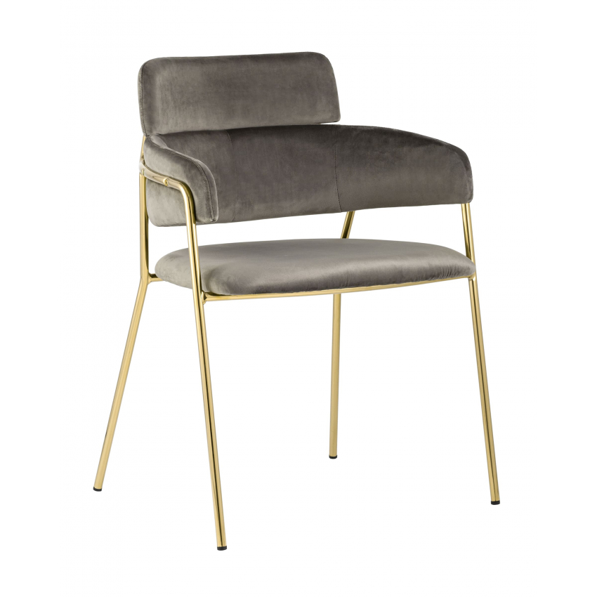 Стул Полин коричневый велюр, золотой цвет каркаса купить в интернет-магазине Proffbar.ru