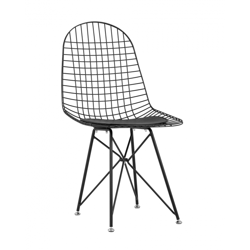 Стул обеденный Eiffel черный с черной подушкой купить в интернет-магазине Proffbar.ru